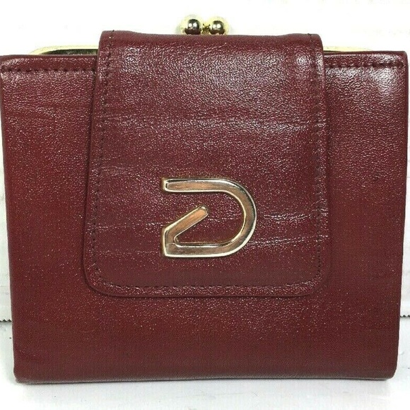 Buxton | Bags | Buxton Vtg Red Leather Kiss Lock Coin Purse Wallet ...